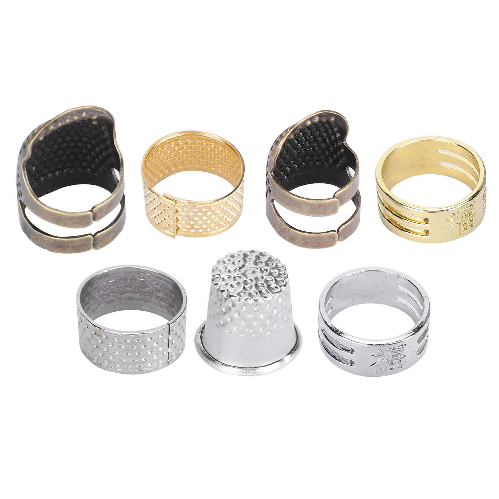 7 колец-наперстков для шитья, латунные, для защиты пальцев, для вязания крестиком