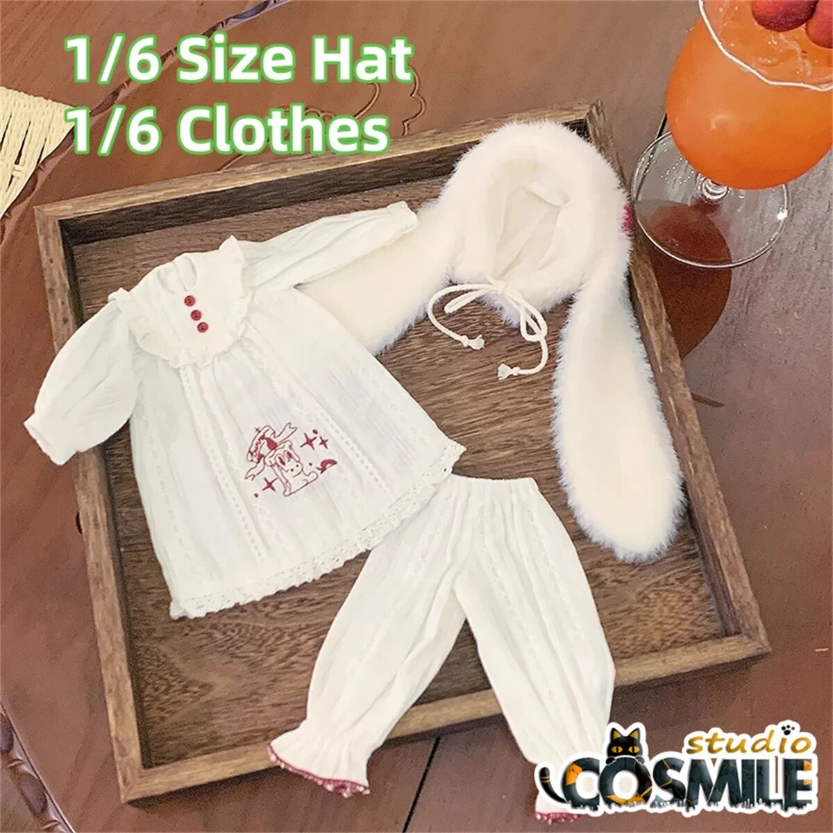 Белая пижама для кукол BJD DJ Sep 1/6 1-6 Hat Clothes