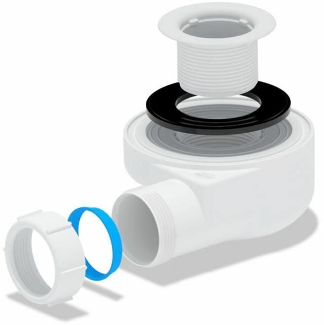 Сифон для душевого поддона Ани Пласт E550BK, сухой, пластиковый, белый