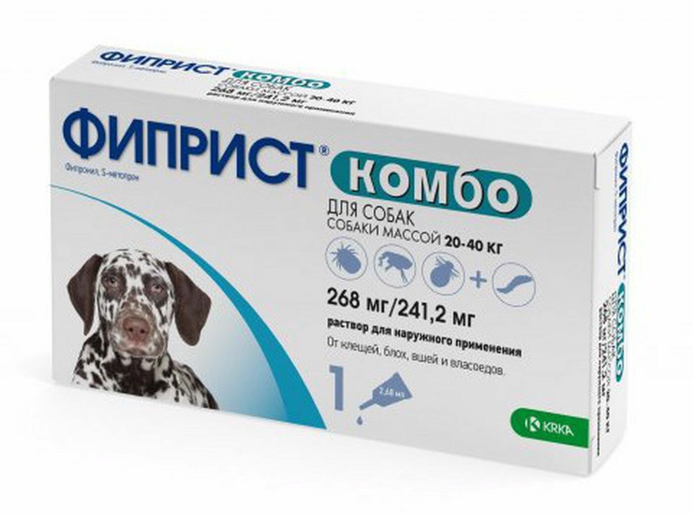 KRKA Фиприст Комбо для собак 20-40 кг от блох и клещей 1 пипетка