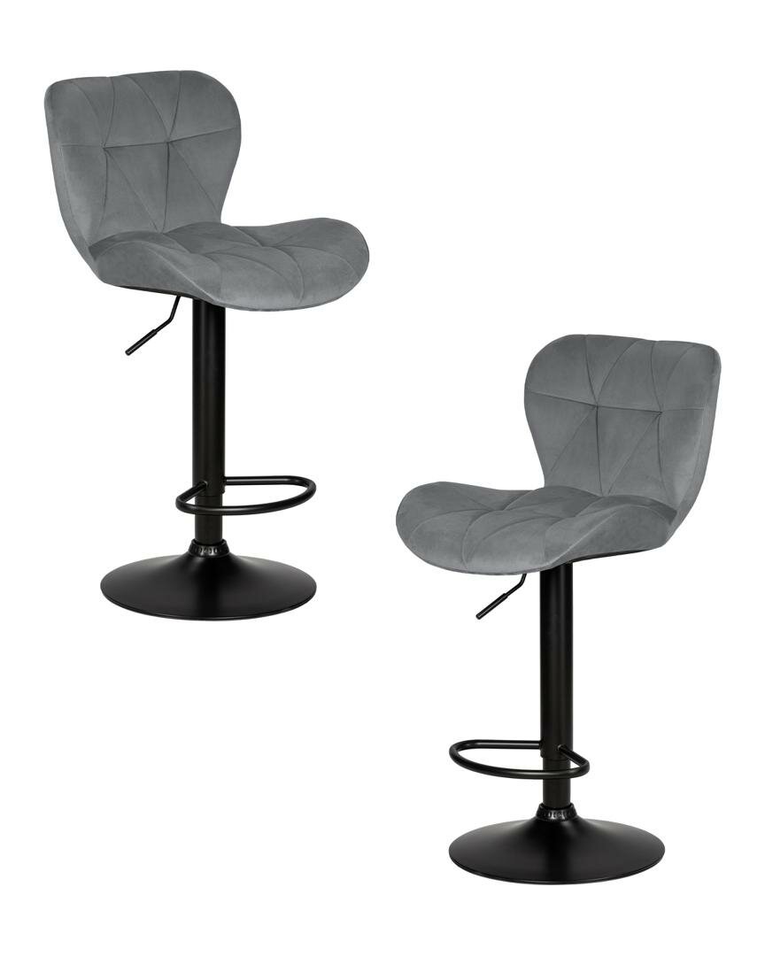 Стул барный DOBRIN Набор 2 шт Стул барный DOBRIN BARNY BLACK, серый велюр (MJ9-75) арт. LM-5022-N_B-M_V-MJ9-75