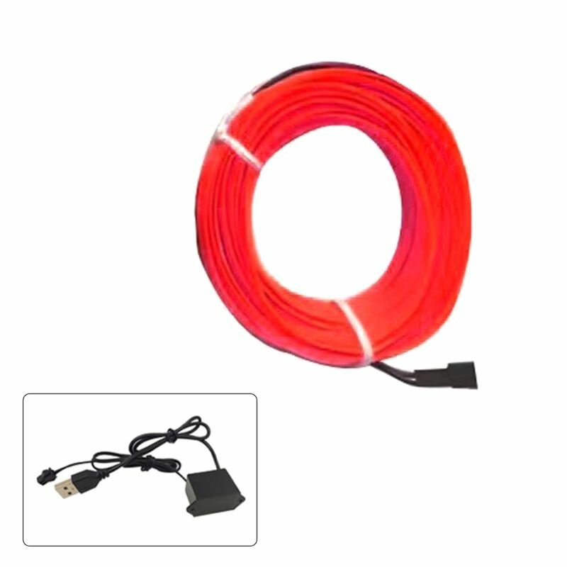 1 светодиодная подсветка салона автомобиля-красная-USB-штекер 3m