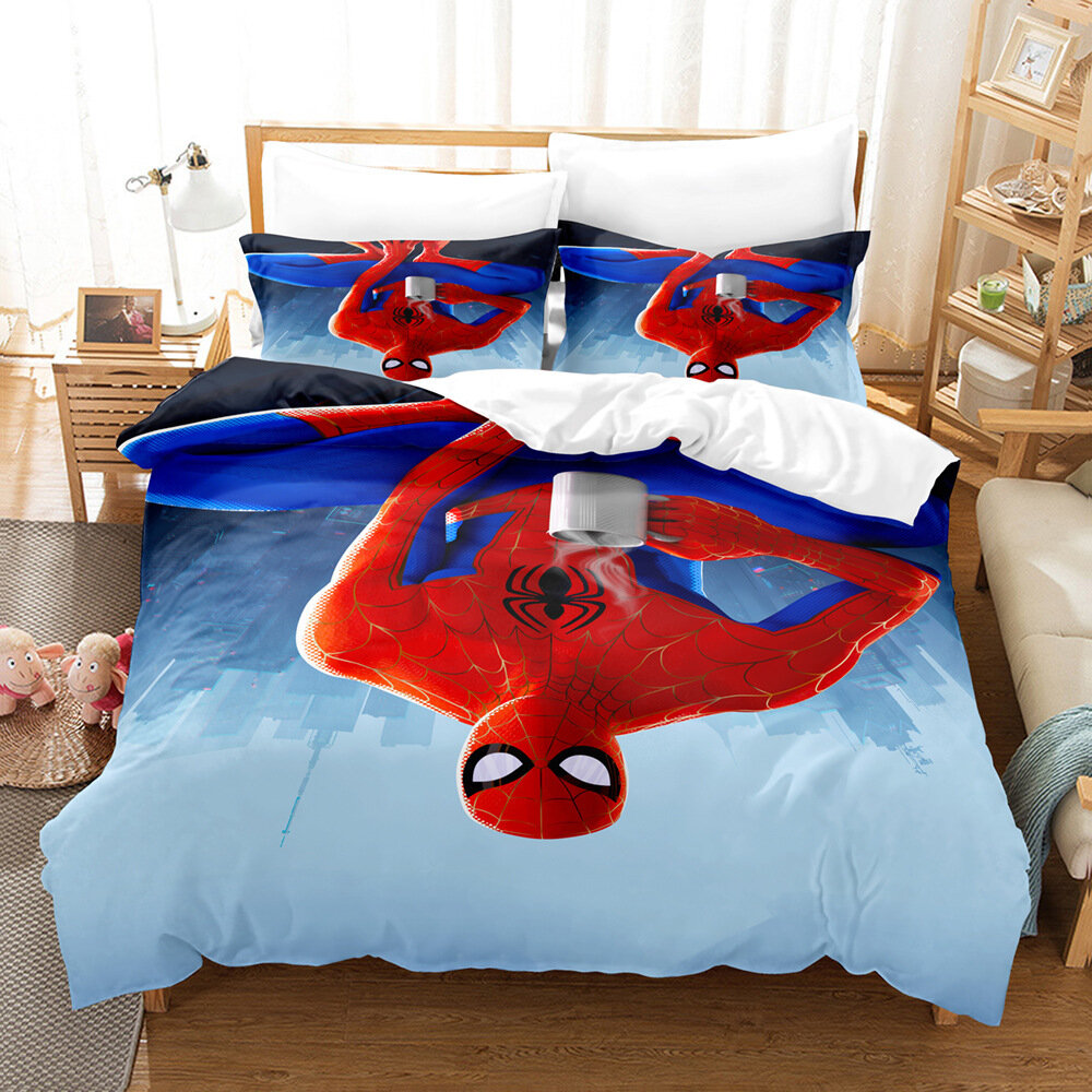 Комплект постельного белья из трех предметов с цифровой печатью «Человек-паук» для мальчиков с героями комиксов Marvel разных размеров