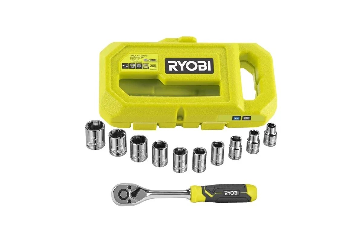 Ryobi RHRS10PC Набор трещотки и торцевых головок 1/4 и 1/2 дюйма 5132006067