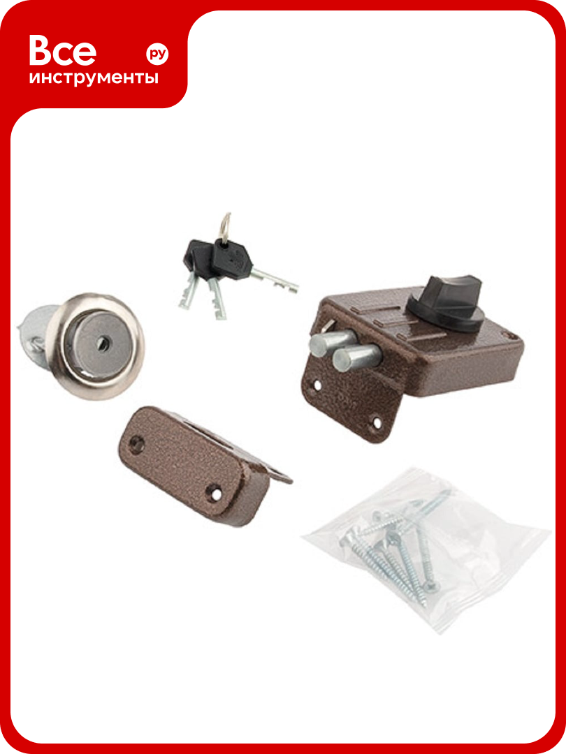 Замок накладной BORDER автоматическое запирание с дисковым механизмом, цилиндрическим ригелем, класс безопасности