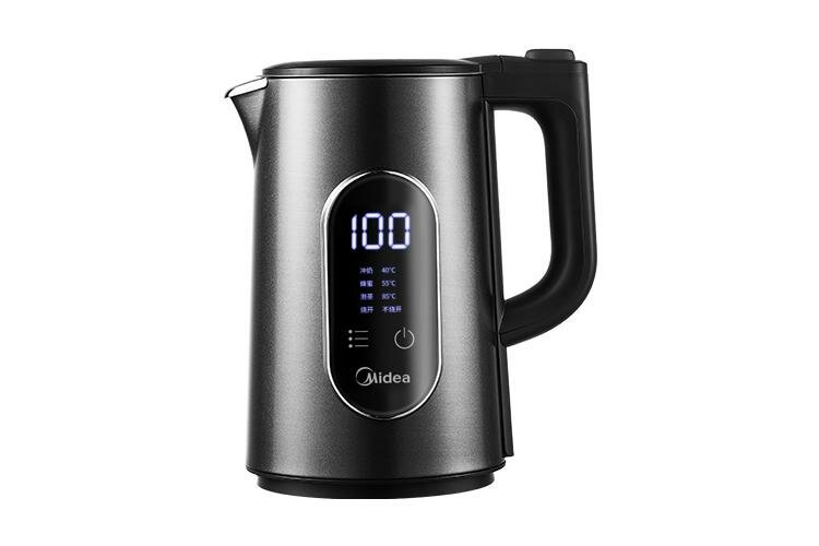 Электрический чайник Midea MK-SHE1550, двойной стенки, черный, из нержавеющей стали, защита от скачков напряжения