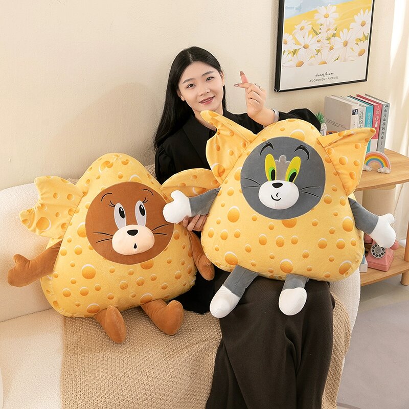 Мягкая игрушка-кукла с сыром Том и Джерри, детская большая подушка для сна, тряпичная кукла, подарок на день рождения