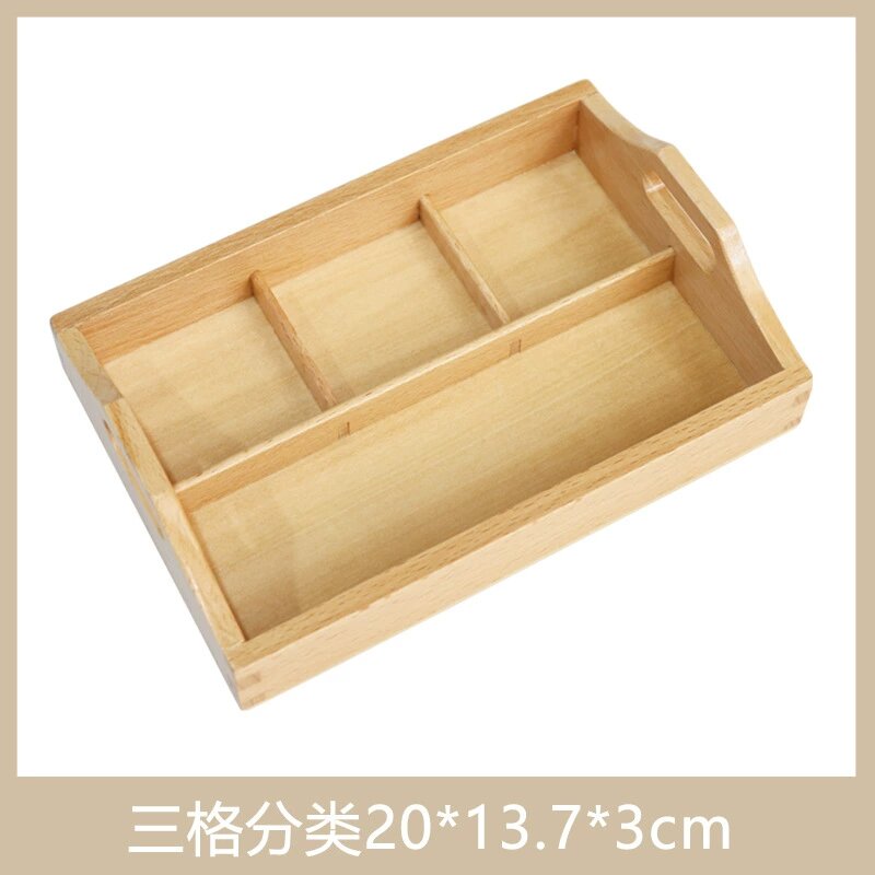 Grimms Трехсекционная Montessori Тарелка из Бука, Международная Версия, Деревянный Организатор Игрушек