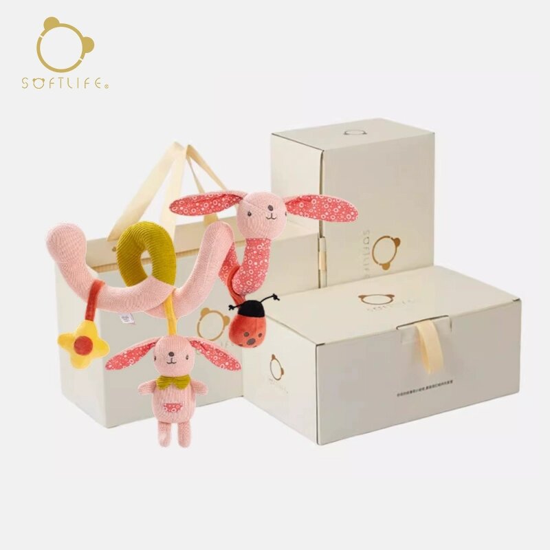 Softlife Зайчик Подвесной Игрушка для Детской Кроватки, Детский Свисток-Развивающий Мягкий Динамик, Подарочная Упаковка