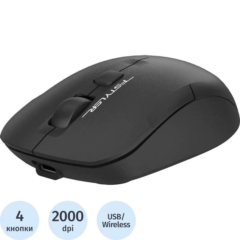 Мышь компьютерная A4Tech Fstyler FG16CS AIR2 BLACK (2000dpi)USB(3but)silent