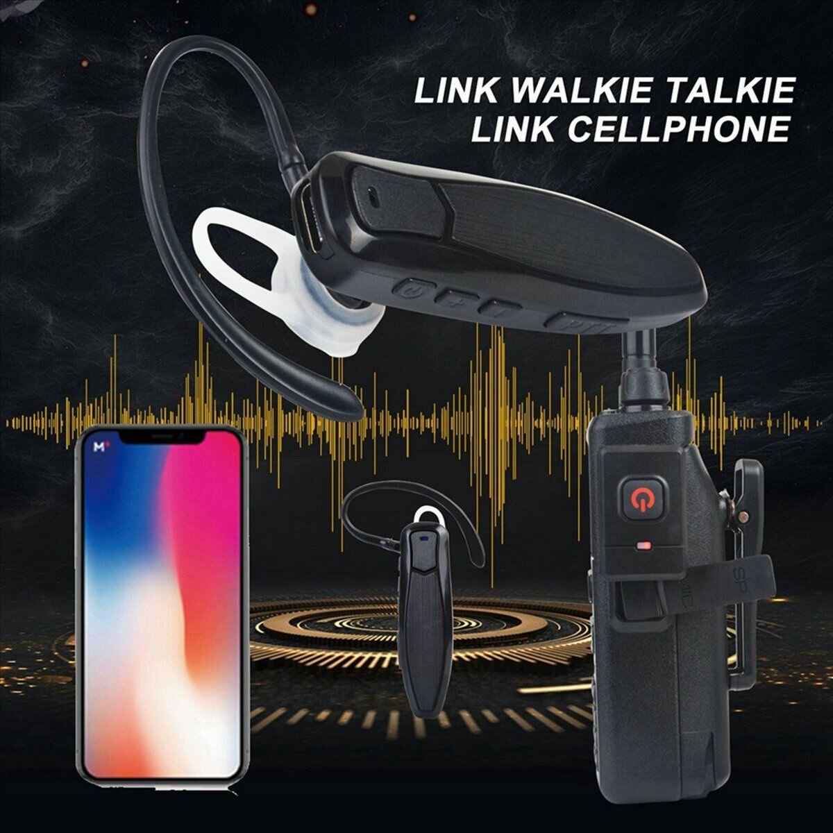 6X беспроводная рация Bluetooth PTT гарнитура с наушником Hands-Free K-разъем для микрофона адаптер