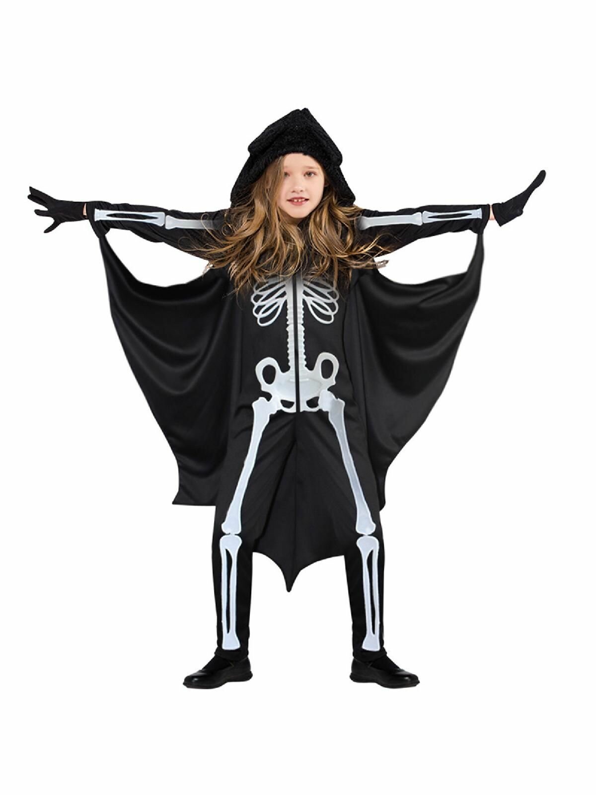 Детский костюм-плащ с крыльями летучей мыши, Череп - 120cm