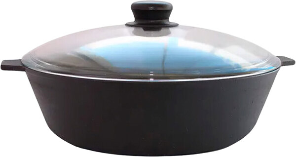 Сковорода Камская Посуда У8082, чугунная 280х80, универсальная, качественная, черная