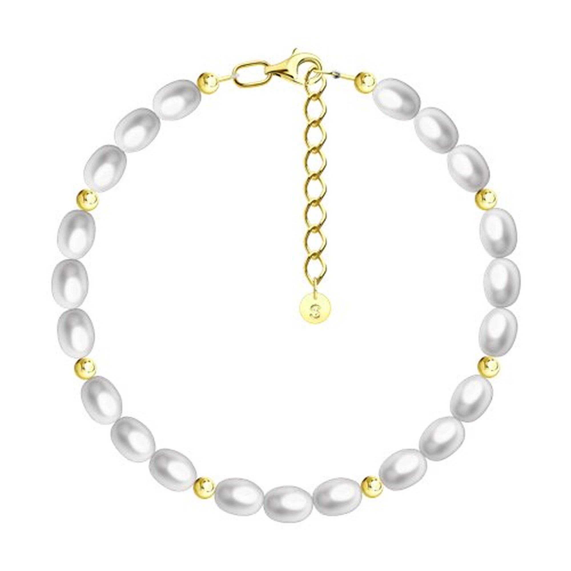 Браслет, серебро, 925 проба, золочение, жемчуг