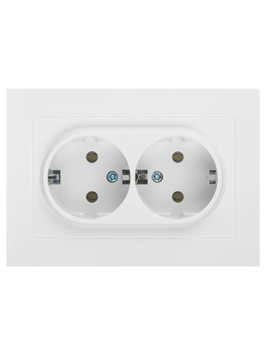 Розетка Intro Accent с заземления двойная 2х2P 16А-250В IP20 скрытой установки белый