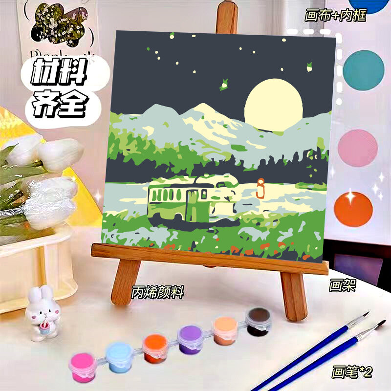 Цифровая картина маслом 20*20, аниме, раскраска маслом, ручная роспись маслом, декор для спальни.