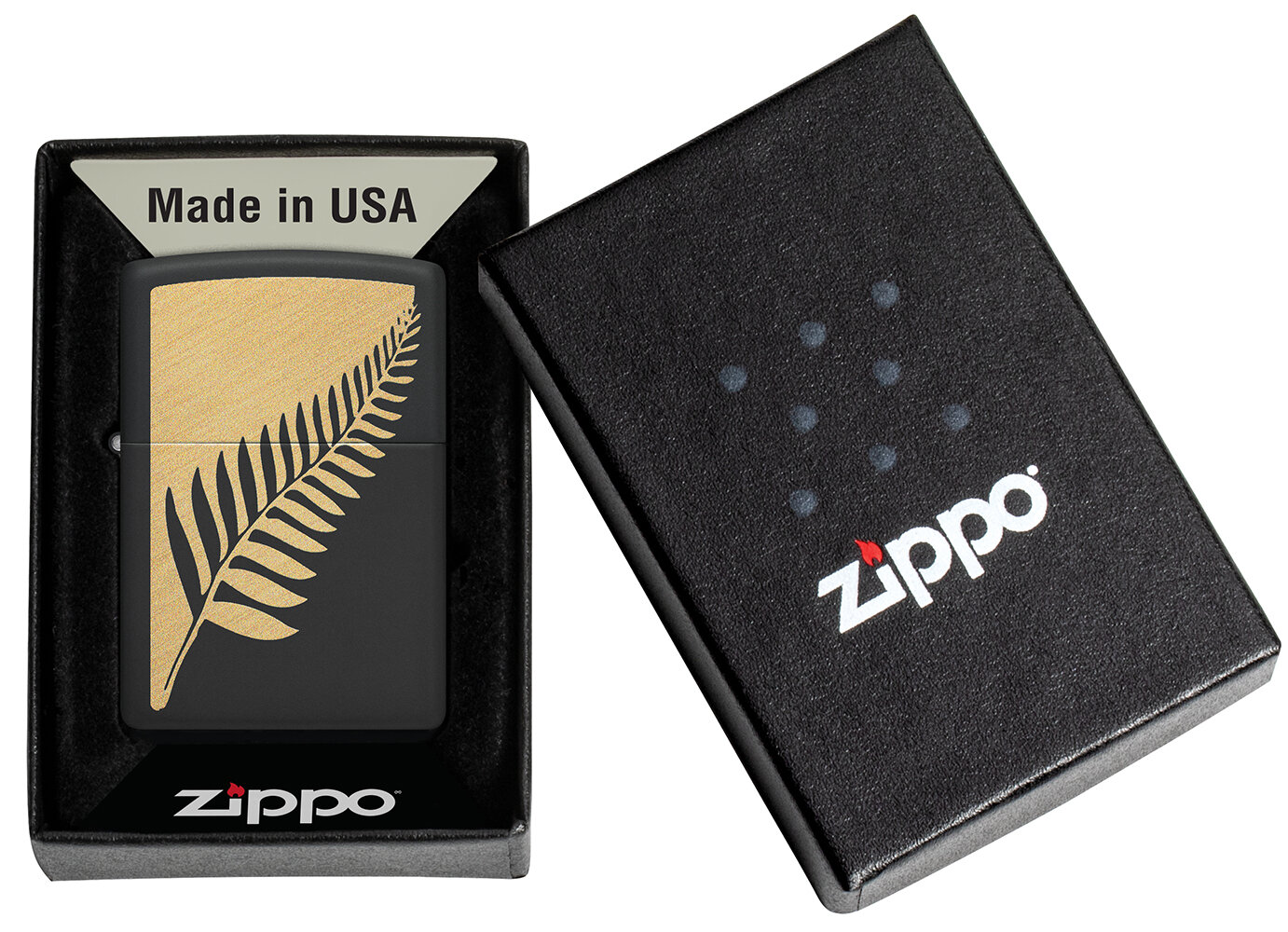Оригинальная бензиновая зажигалка ZIPPO Zen Flora Design с покрытием Black Matte, латунь/сталь, черная, матовая, 38x13x57 мм (не заправленная)