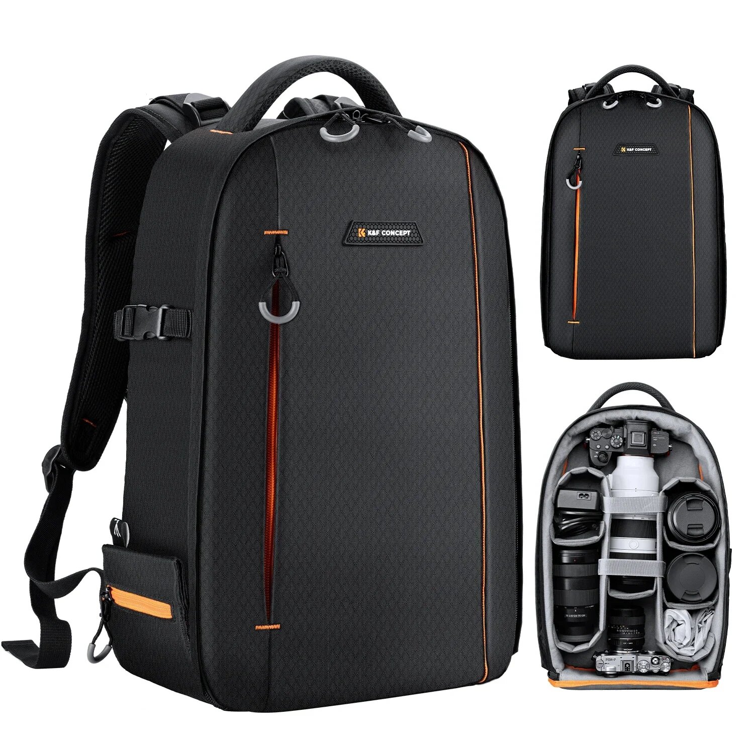 Рюкзак для фотоаппарата K&F CONCEPT 18L Black orange