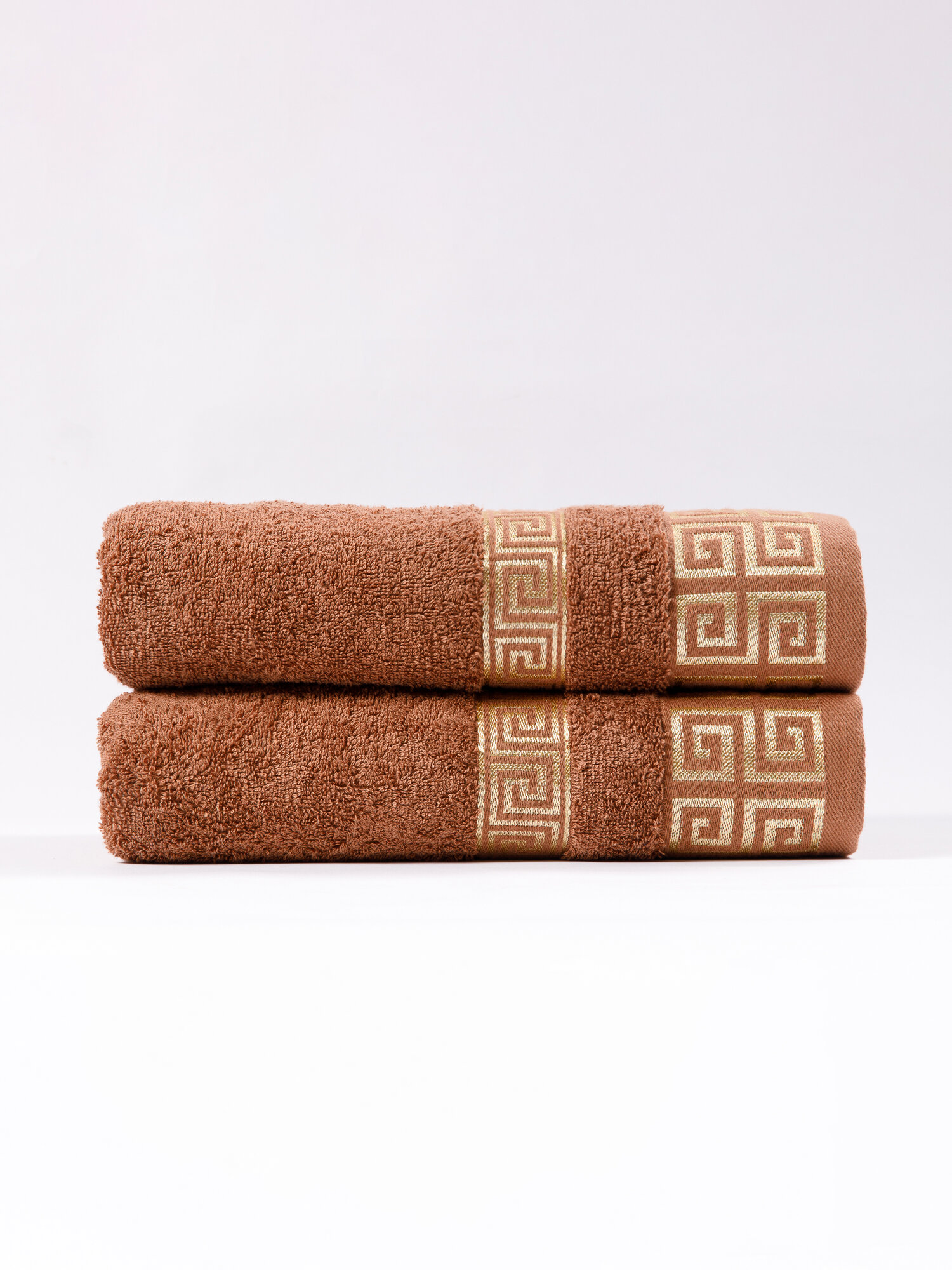 Полотенце банное махровое Ночь Нежна Greek Pattern набор 2 шт 70х130 коричневый