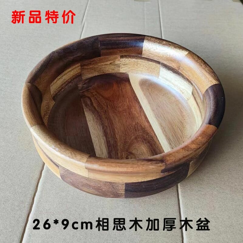 Японская бамбуковая миска для замеса, утолщенная бамбуковая миска, большая деревянная салатница, миска для травяной маски, круглая бамбуковая миска для холодных блюд