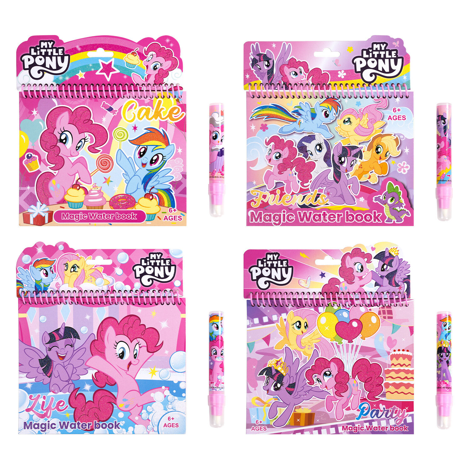 Горячая распродажаВолшебная книга для рисования водой для детей, аниме мультфильм Мой маленький пони, альбом с меняющимися водными цветами для мальчиков и девочек, многоразовая с водой