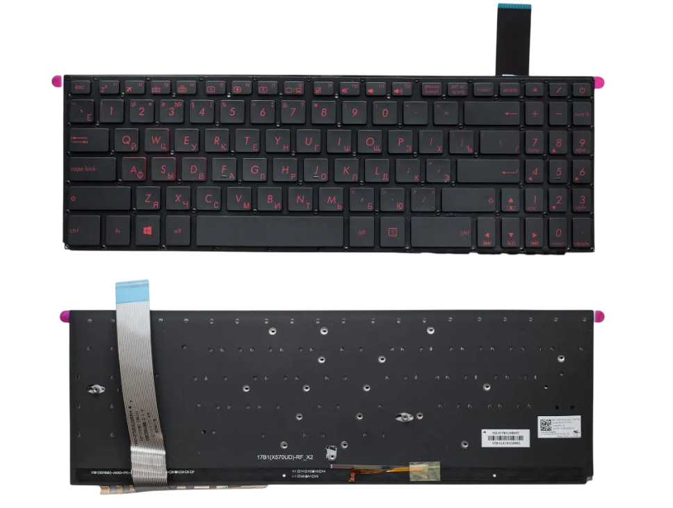Клавиатура для ноутбука Asus M570DD, X570UD, FX570UD, F570ZD, X570ZD, чёрная, без рамки, с подсветко