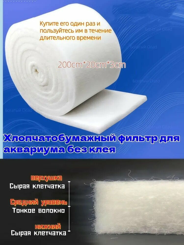 Синтепон листовой фильтрующий, наполнитель аквариумного фильтра для очистки воды, инертен к плесени и грибкам, для морской и пресной воды