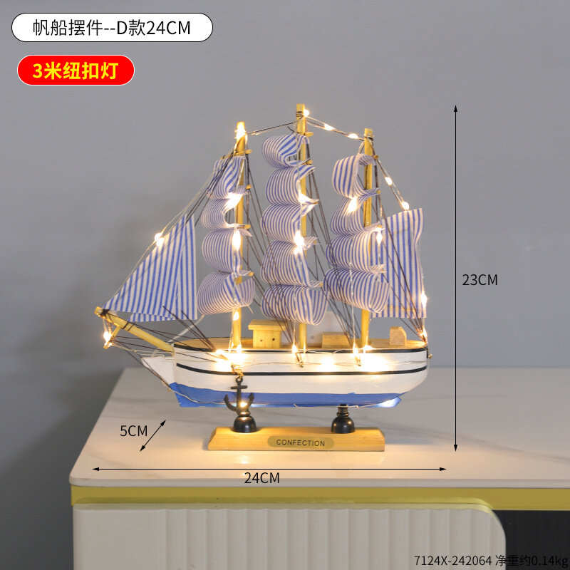 2026 Гладкий Парус Креативная Раскрашенная Маленькая Парусная Лодка Ручная Работа Деревянный Орнамент Ремесленная Модель Парусной Лодки Магазин Домашнего Декора