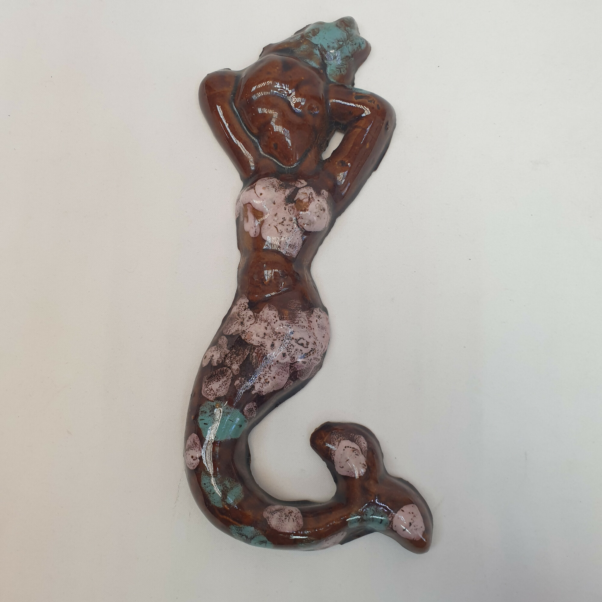 Панно керамическое СССР. Редкое, экспериментальный образец. Русалка, трещина Орловский завод керамики