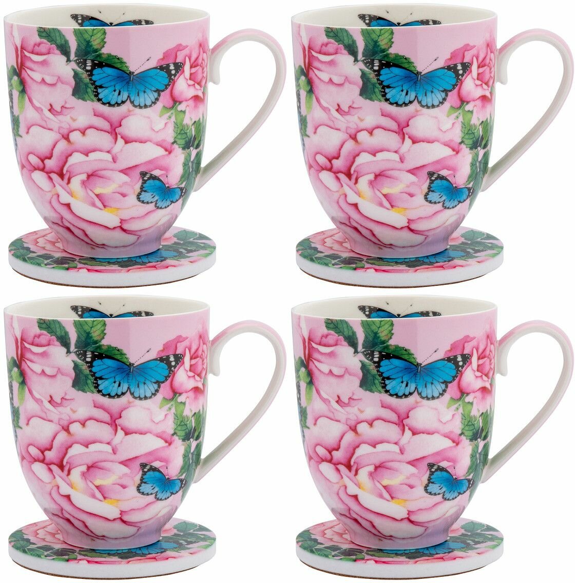 Набор из 4 кружек Maxwell & Williams Экзотика 400 мл, фарфор, чашки для чая и кофе 4 шт