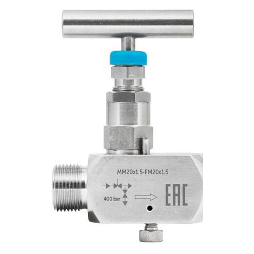 Клапан игольчатый одновентильный Росма SS-V4 Ду15 Ру400, нержавеющая сталь, внутренняя/наружная резьба FNPT1/2-MNPT1/2