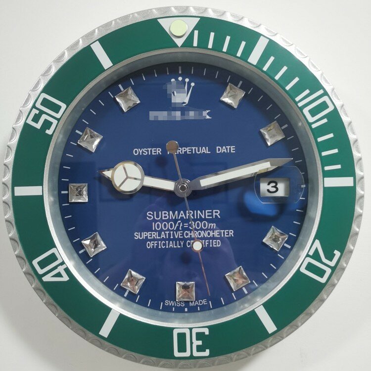 14inch Настенные часы Rolex Submariner с металлическим корпусом и увеличительным стеклом GMT, подходящие для залов в