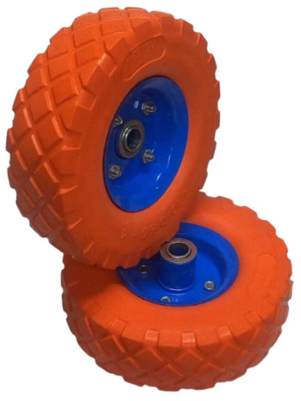 Колесо для тачки полиуретан PU, 4.1/3.5-4, не симметричная ступица, втулка D20 мм, МП