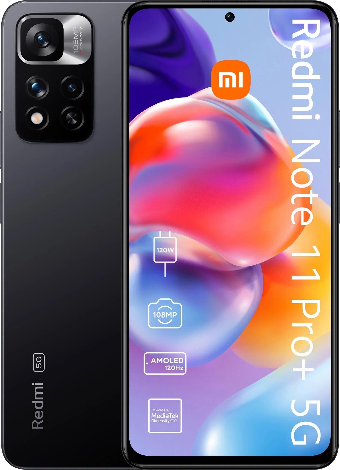 Смартфон Xiaomi Redmi Note 11 Pro+ 5G MediaTek Dimensity 920 6/128 ГБ Global, Dual nano SIM, чёрный