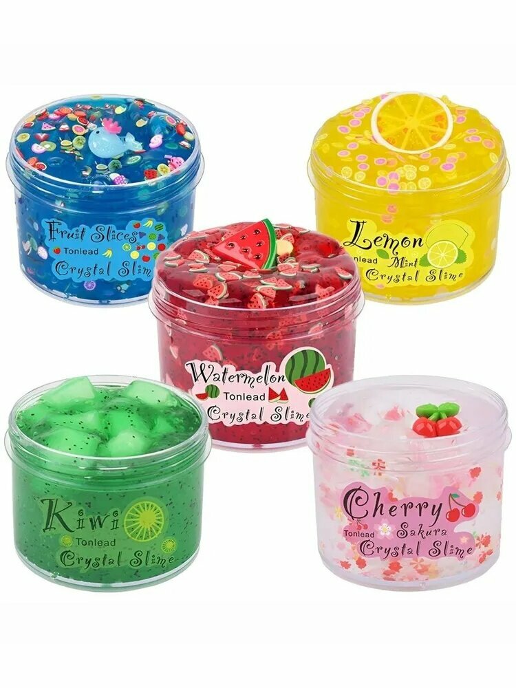 BESTSKY Набор прозрачного желе для слайма 5 штук, мягкий и не липкий, подарки на день рождения для девочек и мальчиков, подарки на Пасху и для новогодних чулков