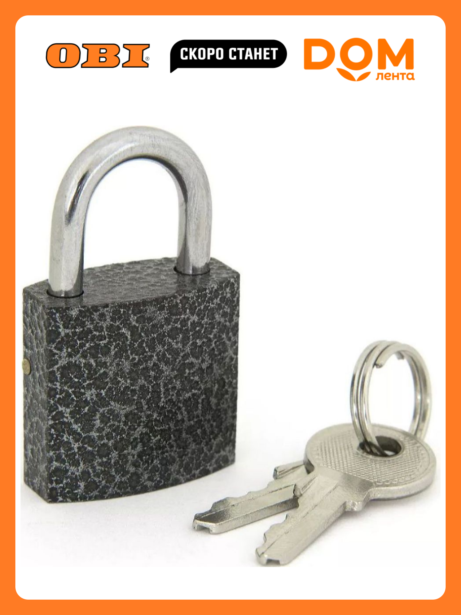 Замок навесной Palladium 303F-25, серый, 2 ключа, прочный, для кейсов, ящиков, щитков