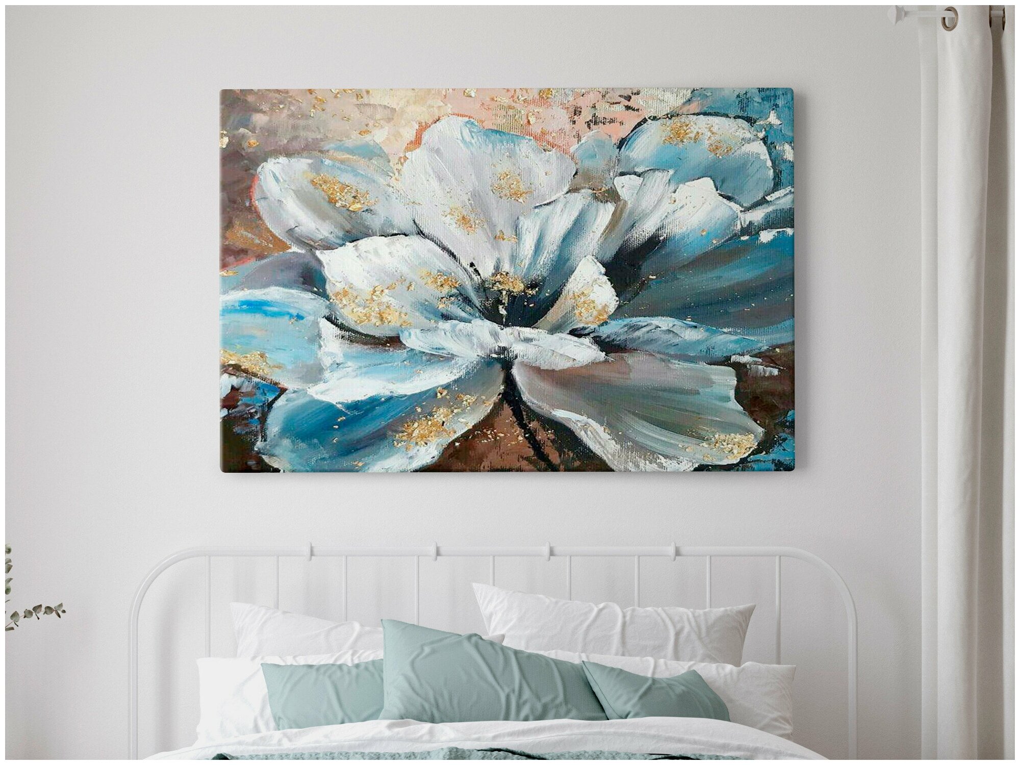 Интерьерная картина "Горный цветок" на натуральном хлопковом холсте, большая, для интерьера, на стену, размер 40 на 60 / 40х60 см