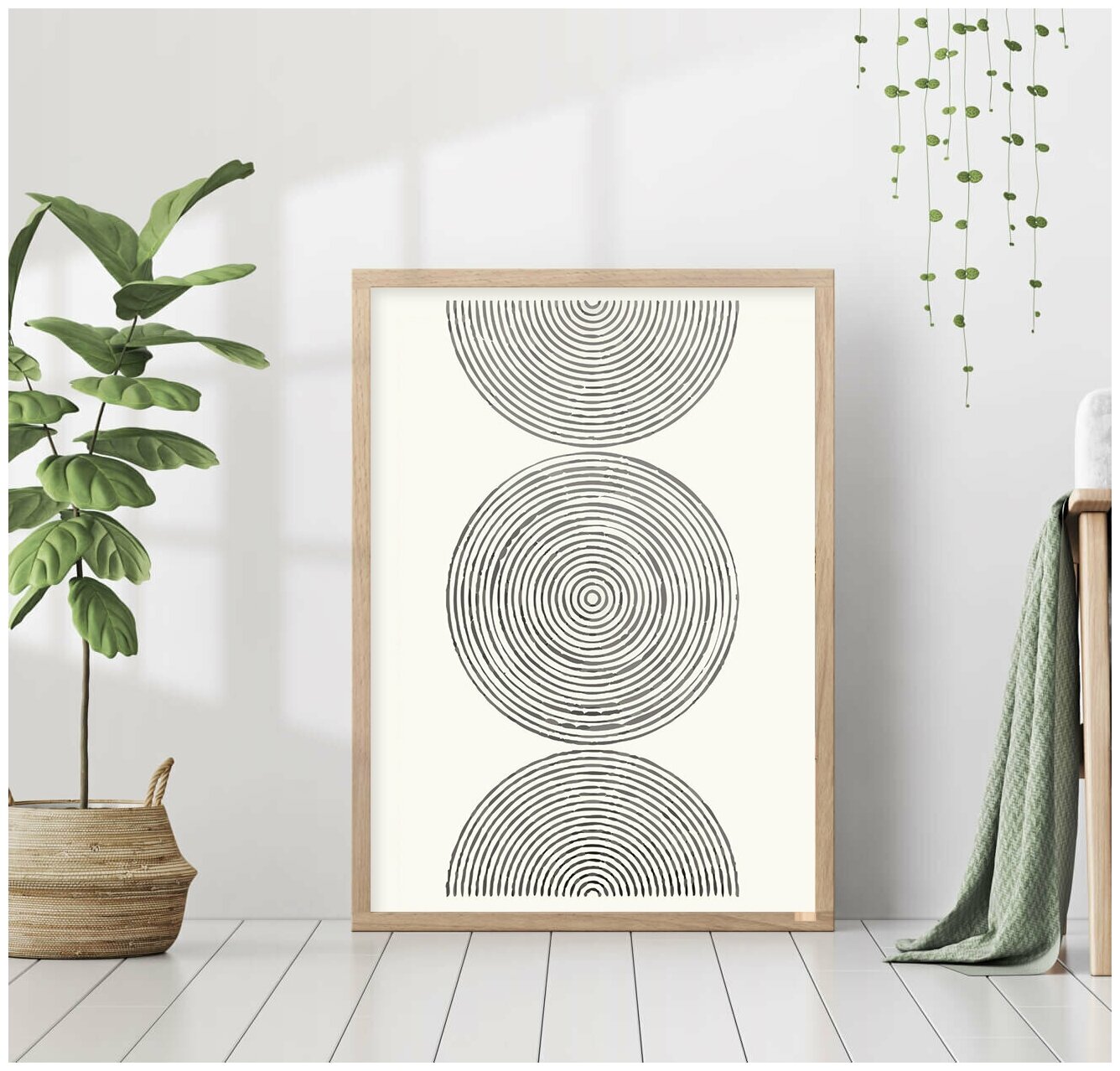 Постер "Абстракция черно белая, линейный рисунок, минимализм, линии" 40x50 без рамки на стену для интерьера