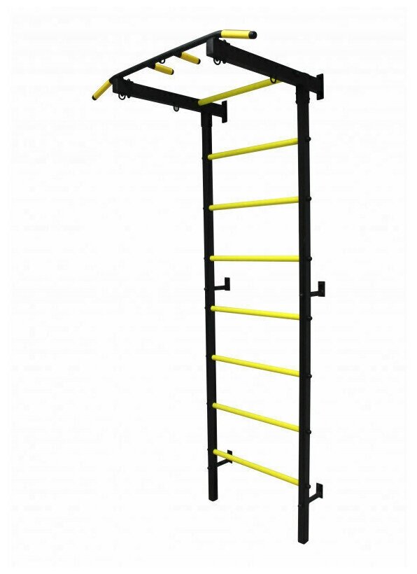 Шведская стенка cо стационарным турником для взрослых и детей, черная