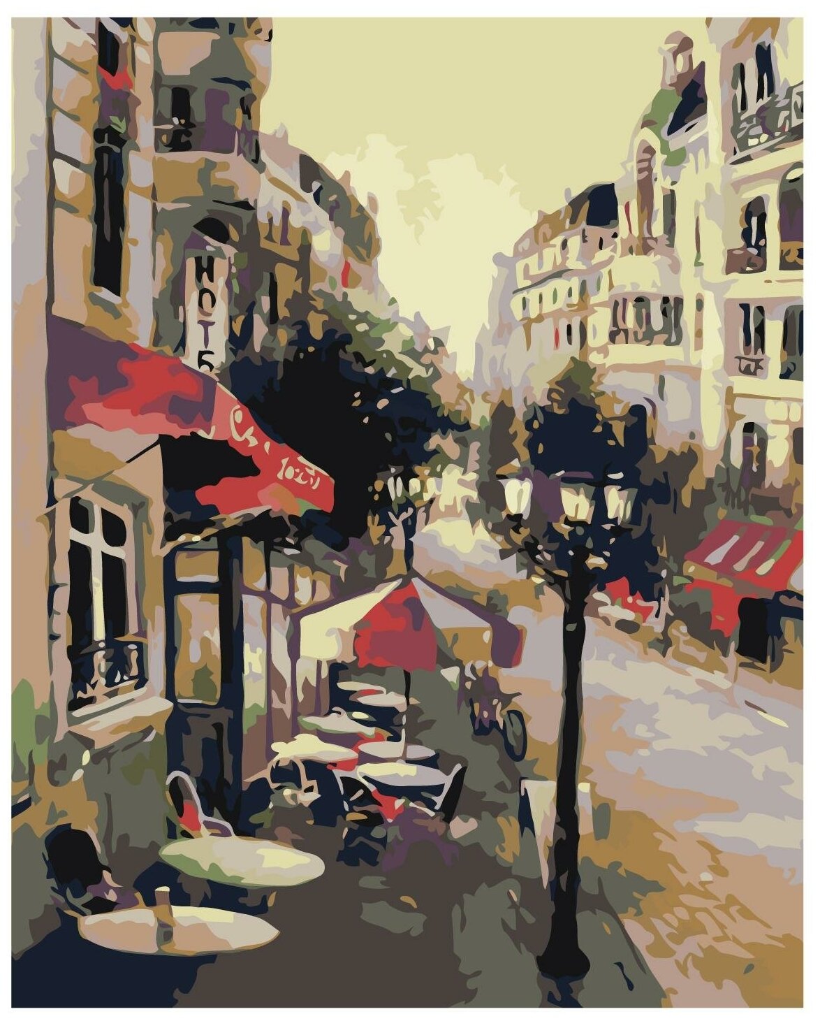 Картина по номерам, "Живопись по номерам", 60 x 75, BH17, рестораны, кафе, городской пейзаж, здания, улица