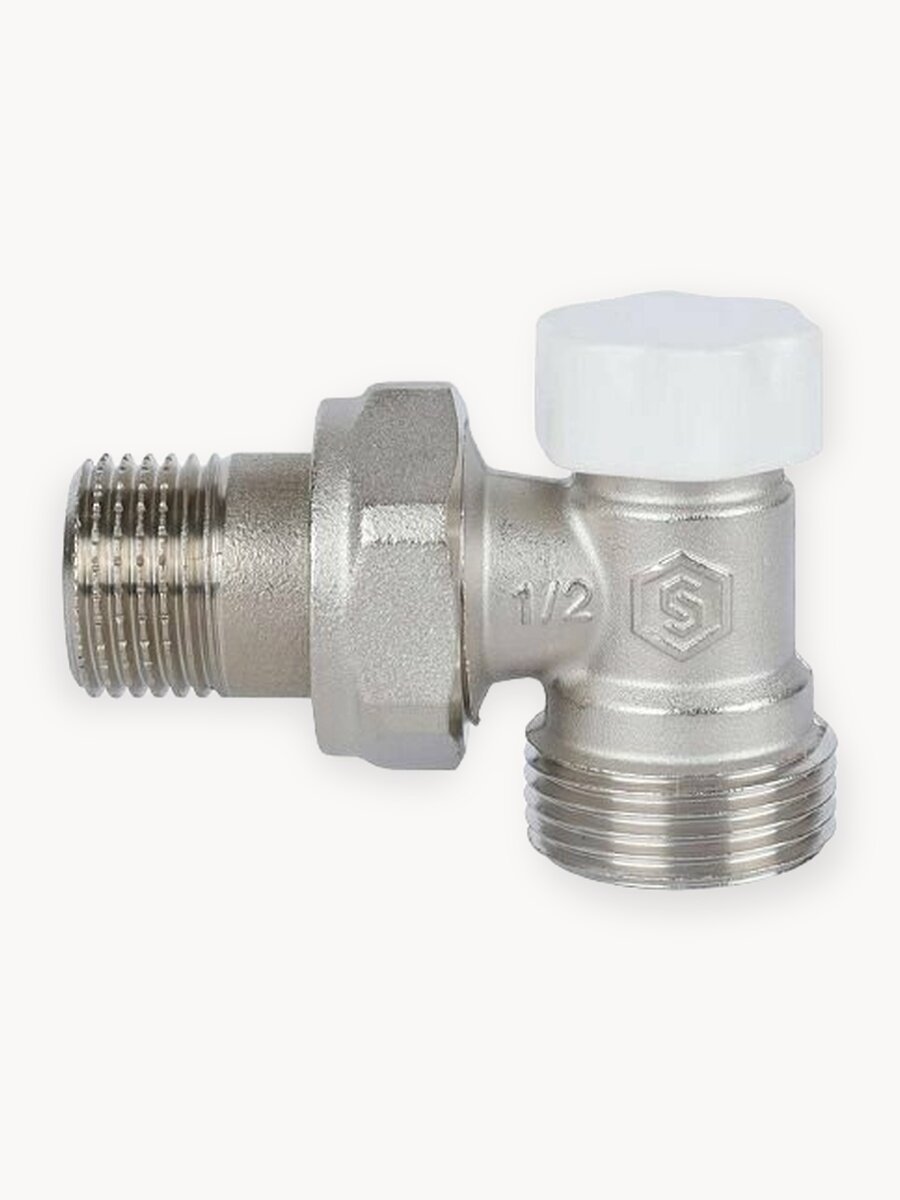 Клапан (вентиль) запорно-балансировочный, 1/2" х 3/4" под евроконус, угловой ЕК