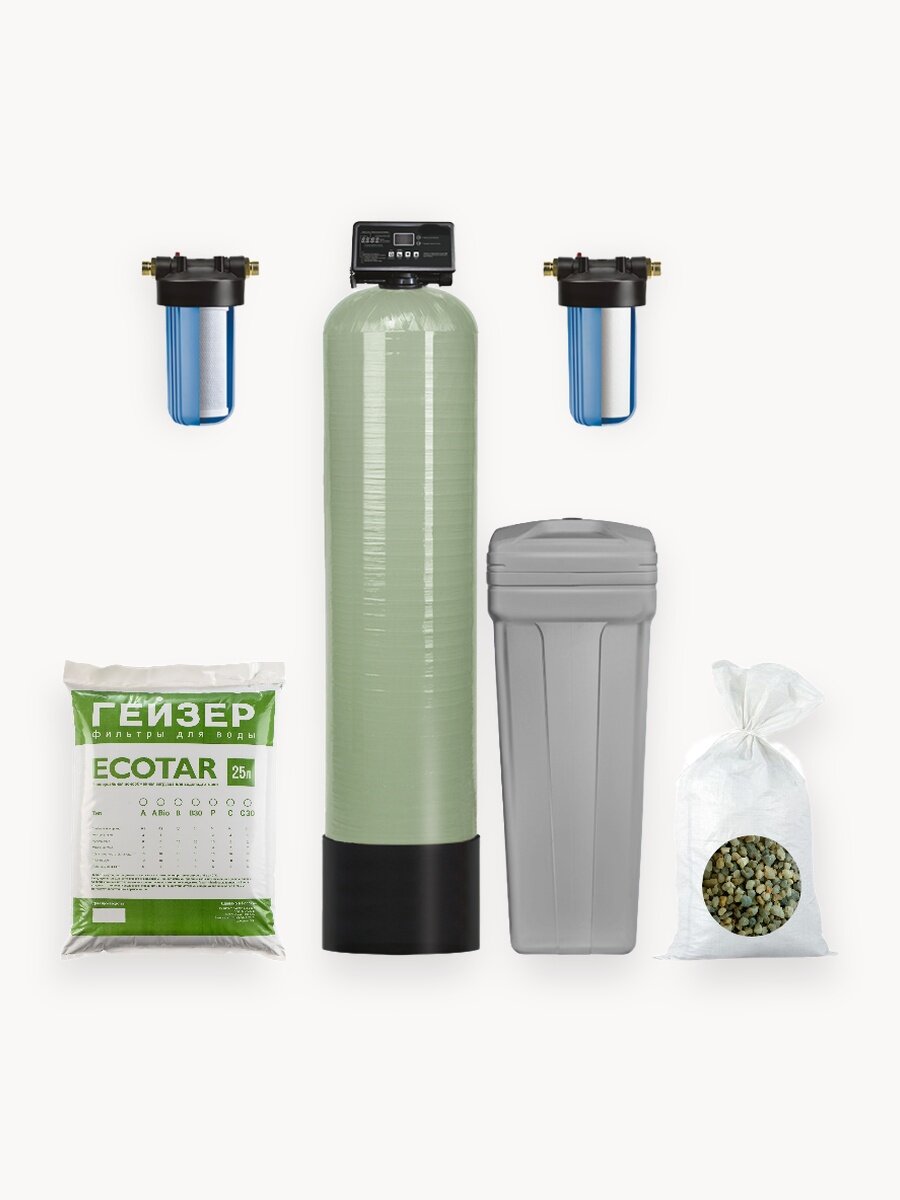 Комплект коттеджной системы Гейзер Экотар B 1,2 м3/час (обезжелезивание и умягчение воды) Ecotar B