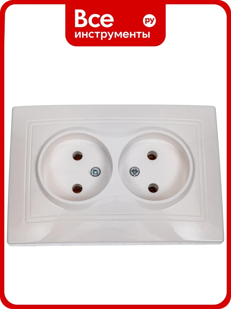 Розетка Smartbuy 2-местная без заземления 10А белая Венера SBE-01w-10-S2-N