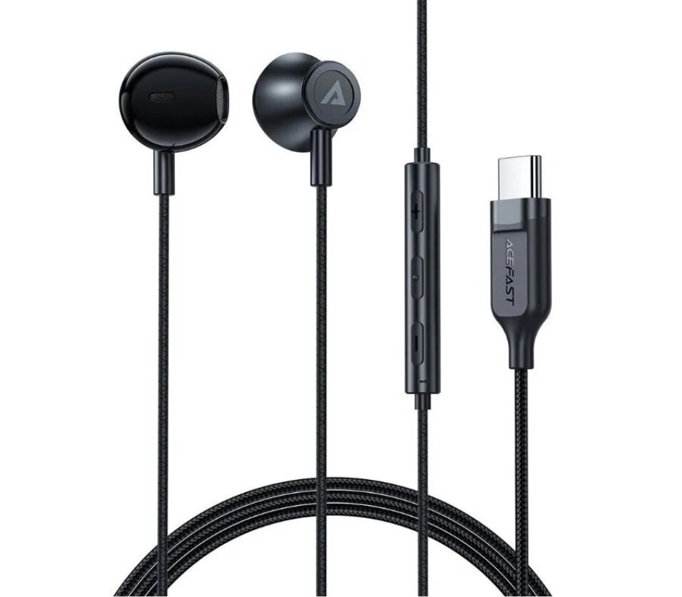 Наушники проводные для iPhone 15-17/Android, ACEFAST Wired Earphones With Mic L2, Для Type-C Devices, 1.2 метра, Черный