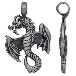 Подвеска, 54х35мм, дракон, винтажный, базовый материал - цинковый сплав, под античное серебро, 1 шт.