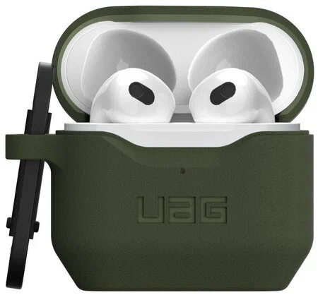 Чехол с карабином Urban Armor Gear (UAG) Standard Issue Silicone_001 Case для AirPods 3 (2021), цвет Оливковый (Olive Drab) (10292K117272)