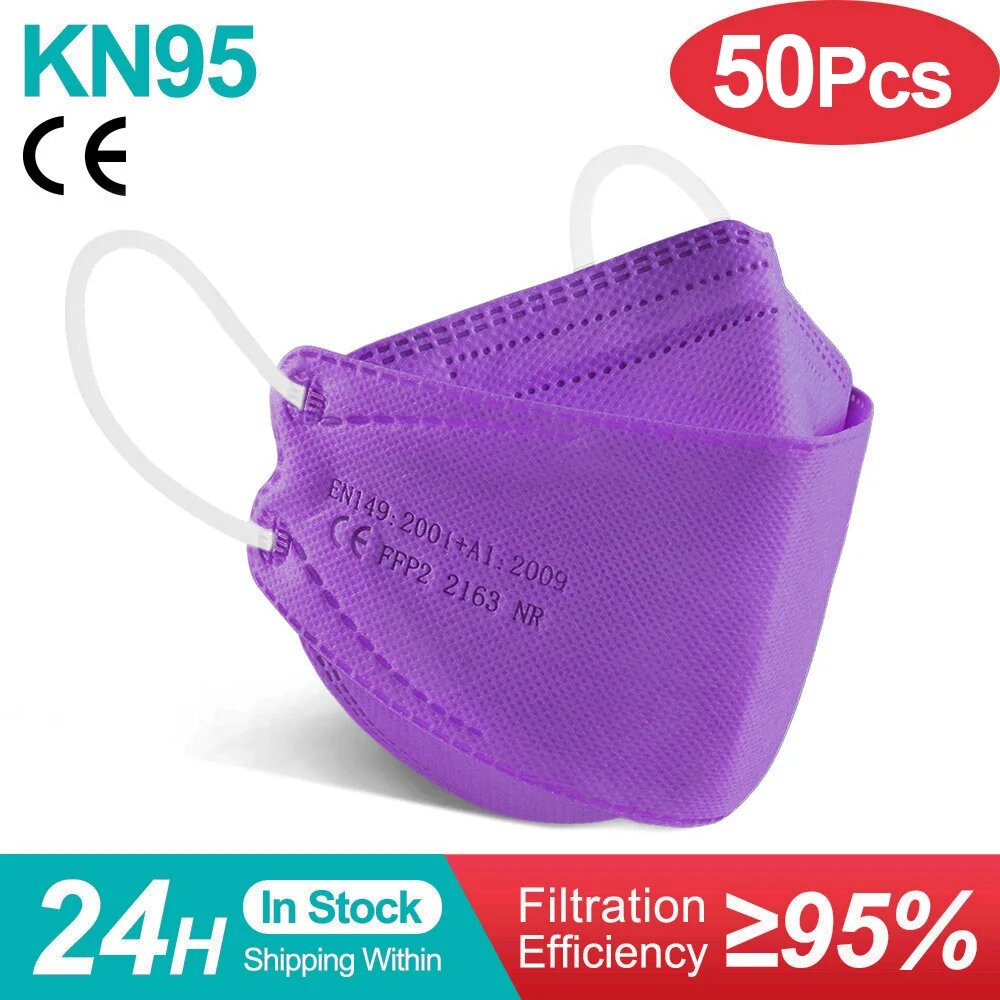 KN95 маски FFP2 фиолетовые 50шт