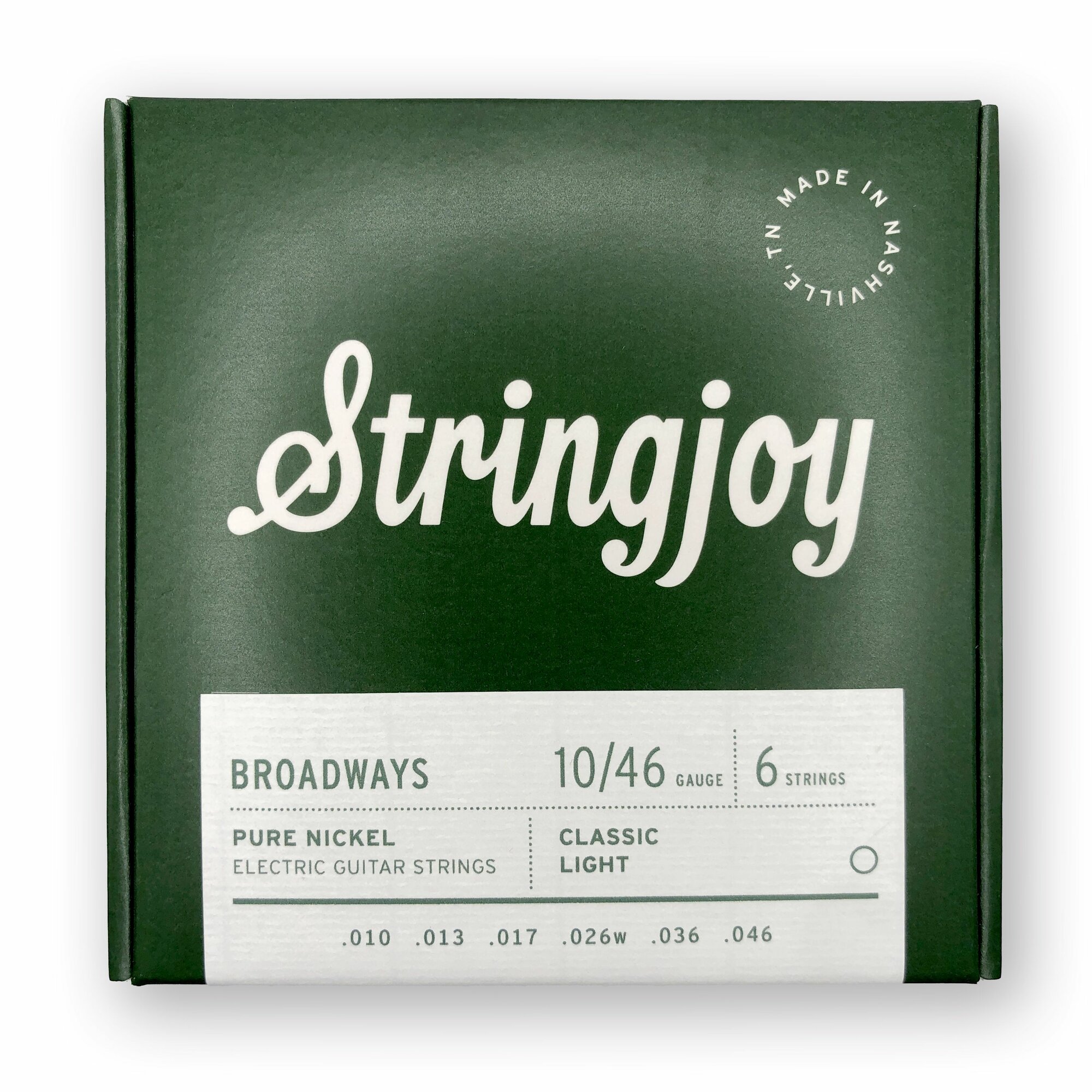 Струны для электрогитары Stringjoy Broadways Classic Light Gauge Pure Nickel Electric Guitar Strings, 10-46