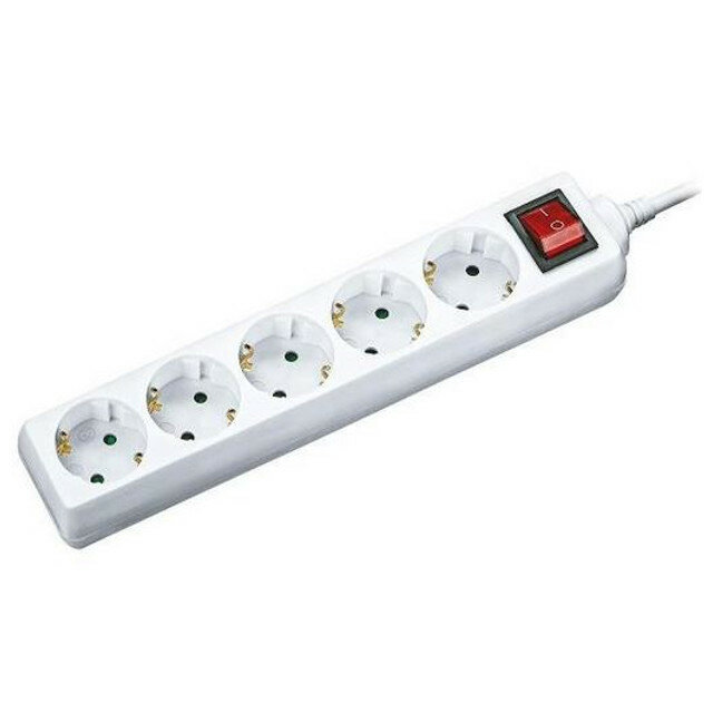 Удлинитель NAVIGATOR 5м с/з с выкл. 5-местный 3x0,75 IP20 10А белый