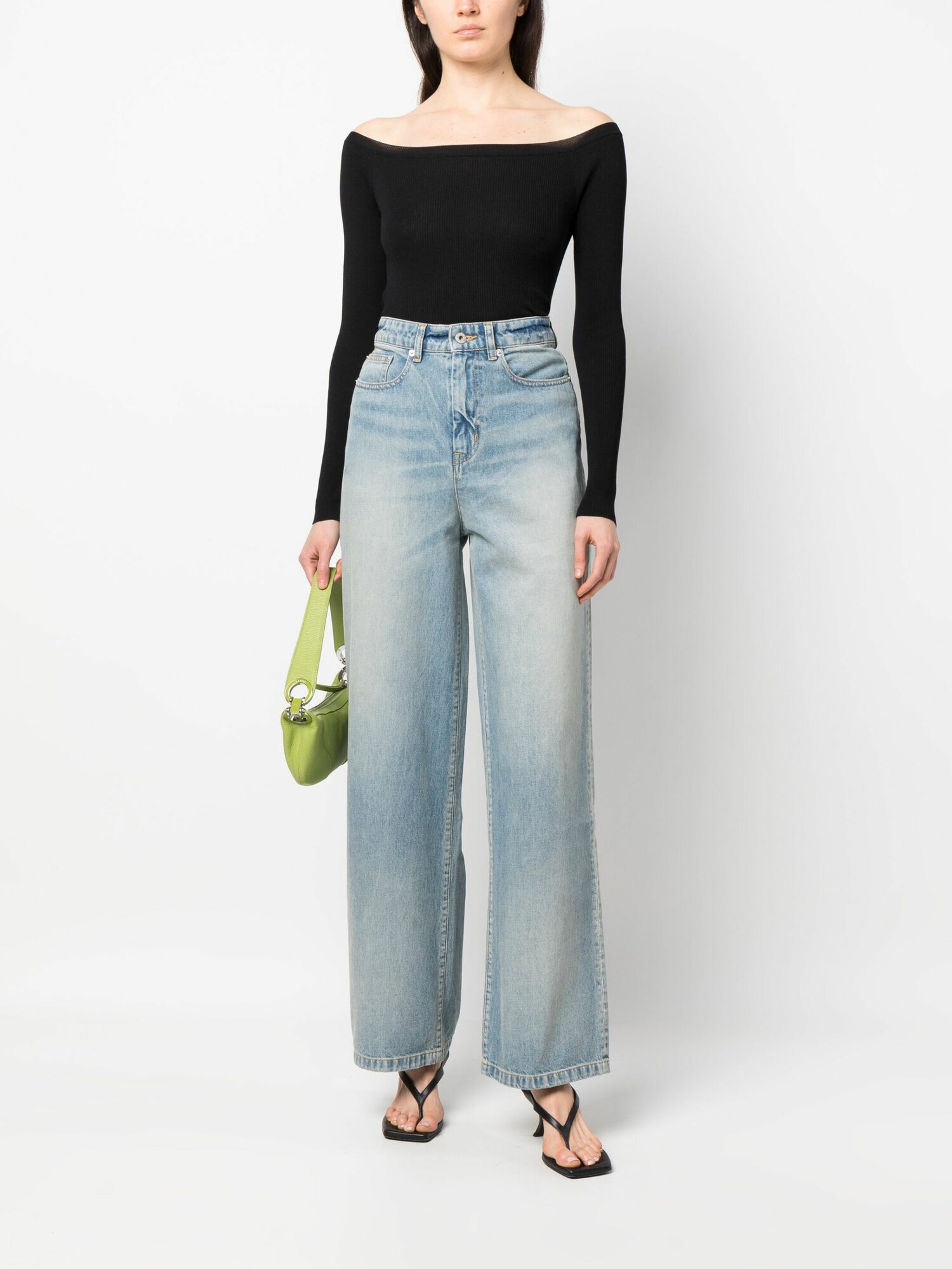 Джинсы широкие KENZO Logo-patch wide-leg jeans, размер 34/36, синий — фото 1